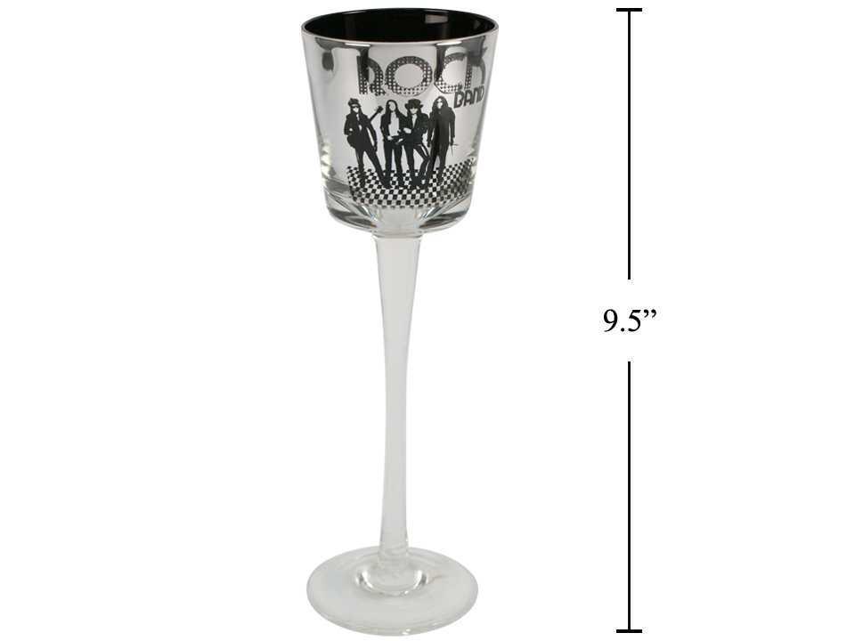 Rock Band 9.5"H Glass Candle Holder w/ Long Stem
