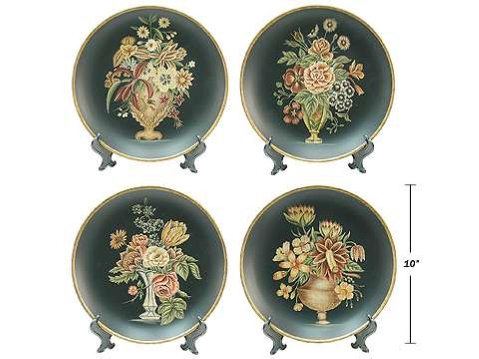 10" Collector Plate, Hand-painted, Flower w/Vase Des. 4 styles