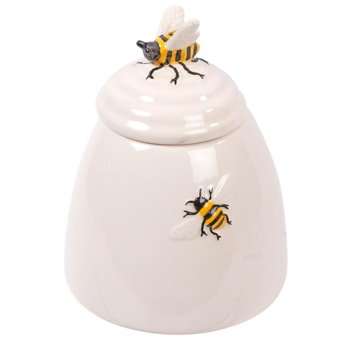 Garden Bee Ceramic Jar, 4"D x 5.1"H