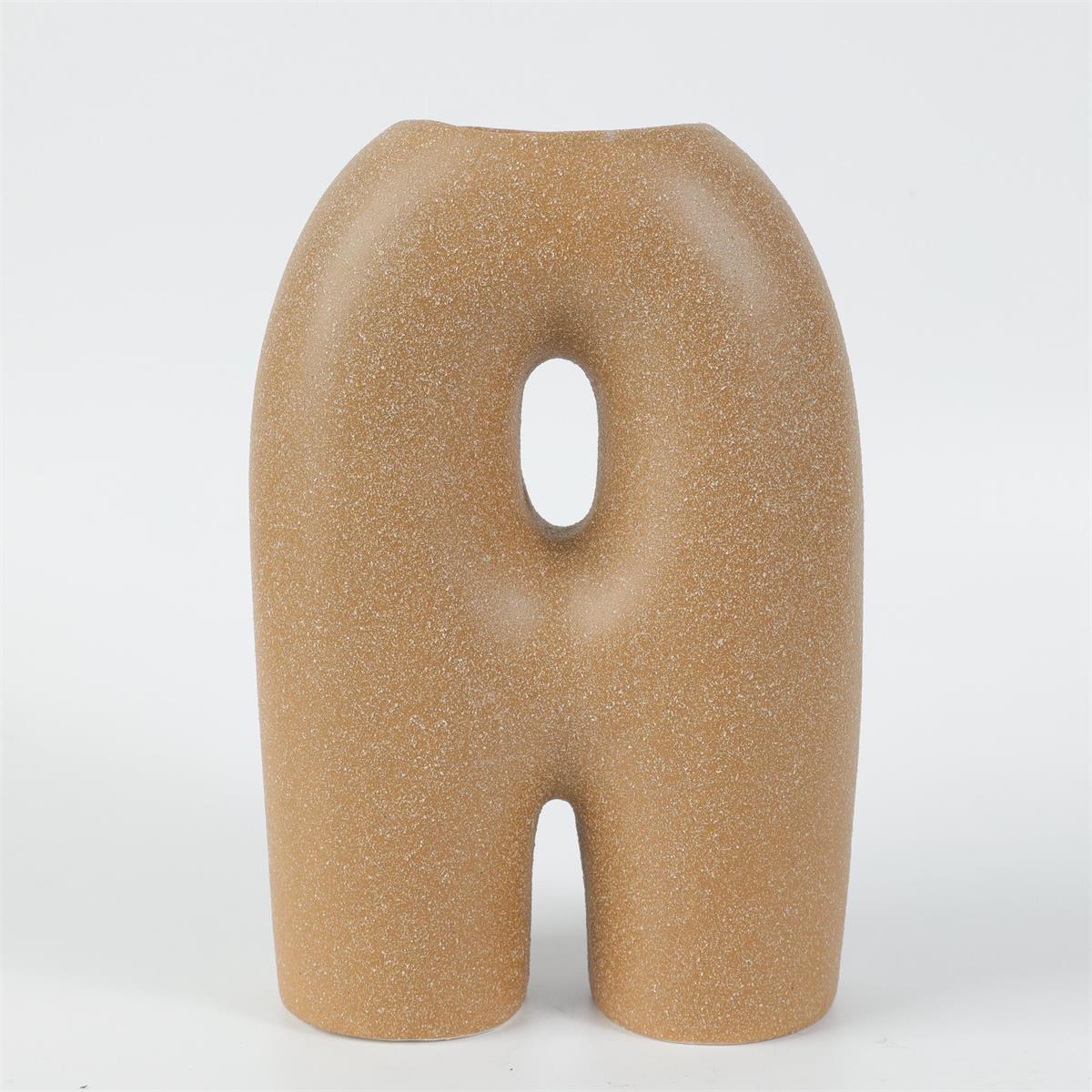 Ceramic Joined Vase, 5.5"x8.25", Brown Textured Glaze