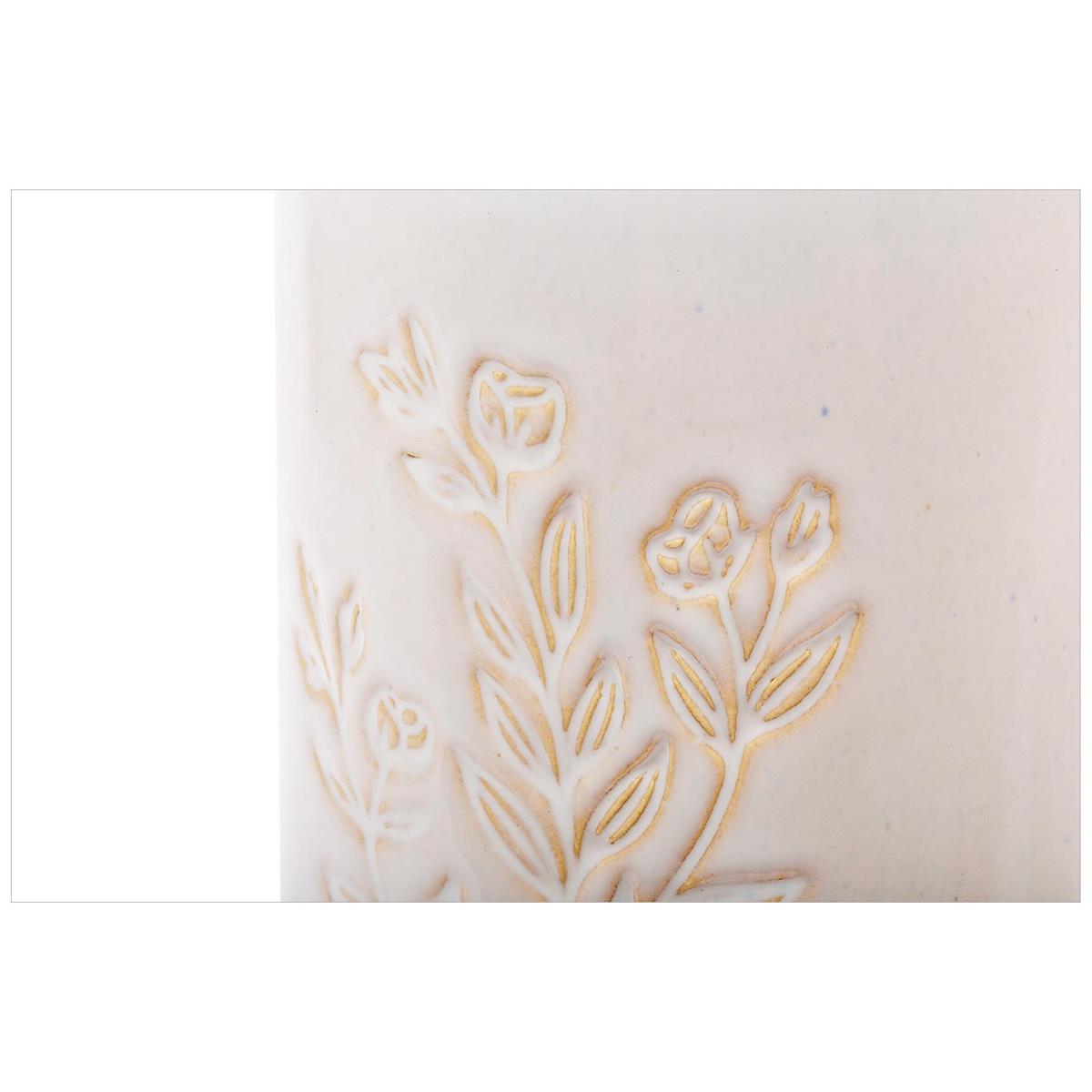 Embossed Botanical Mug, White, MW/DW Safe