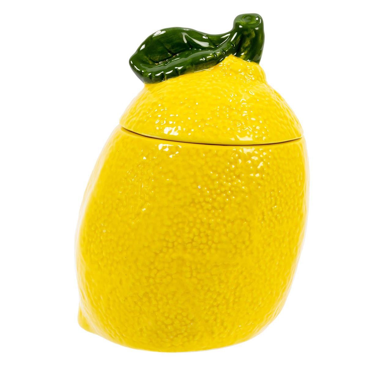 Lemon Lidded Jar, 4"x3.5"x5.5", Ceramic