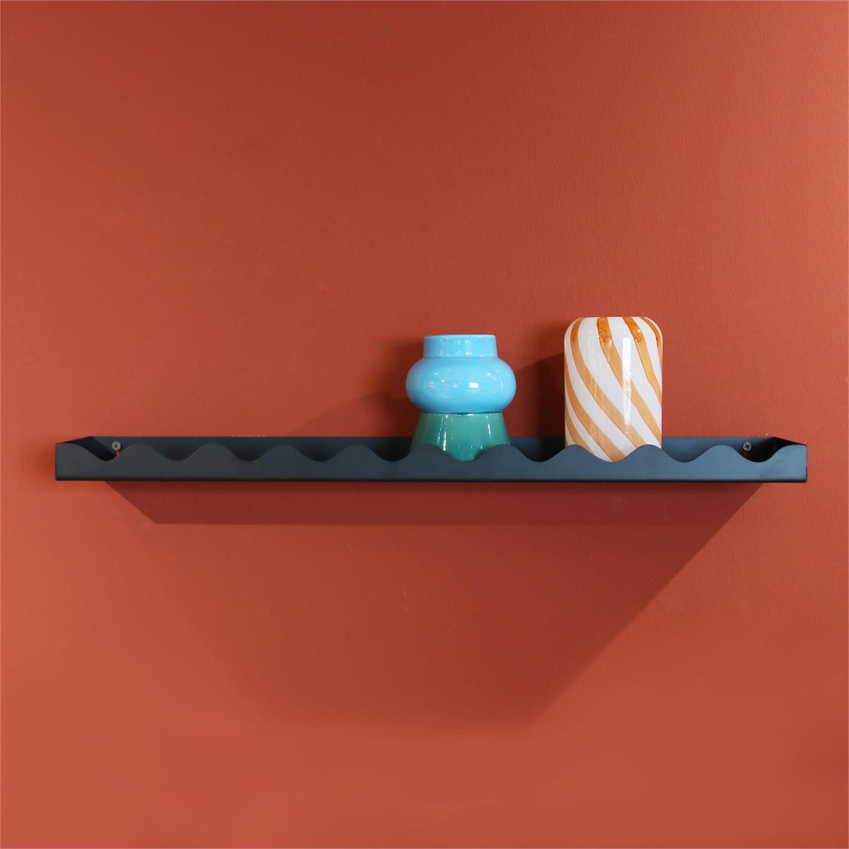 Metal Wiggle Edge Wall Shelf, 23.6"L, Black