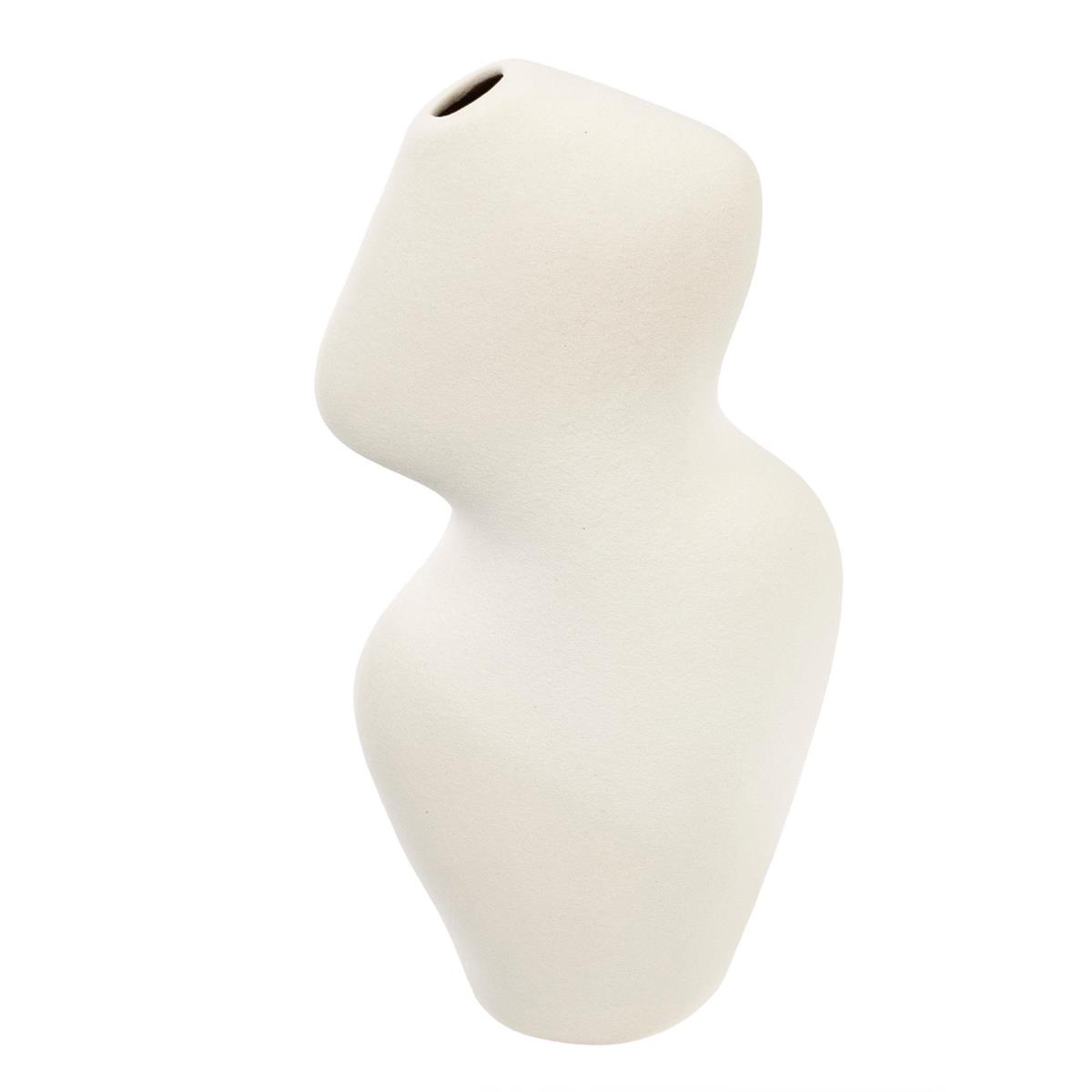 Wavy Ceramic Vase, Medium, 5.7"x3"x11.6", Beige