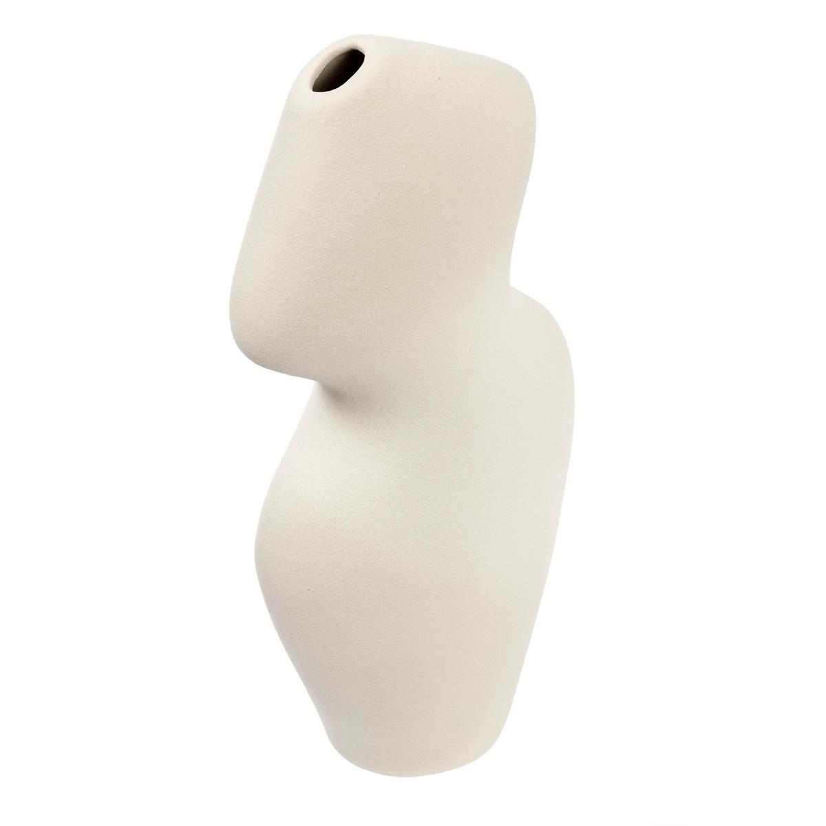 Wavy Ceramic Vase, Medium, 5.7"x3"x11.6", Beige