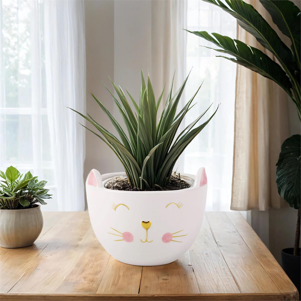 Cute Cat Ceramic Bowl/Planter, 6"x4.9"