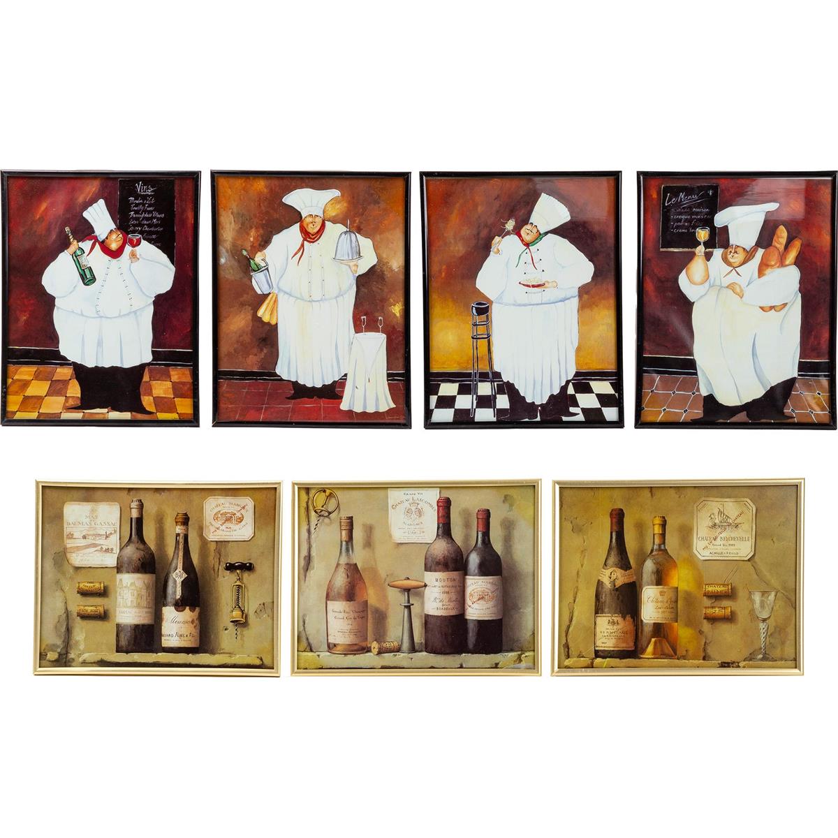 9"x7" Decorator print Chef & Wine w/alum. Frames 8/s (min.48)