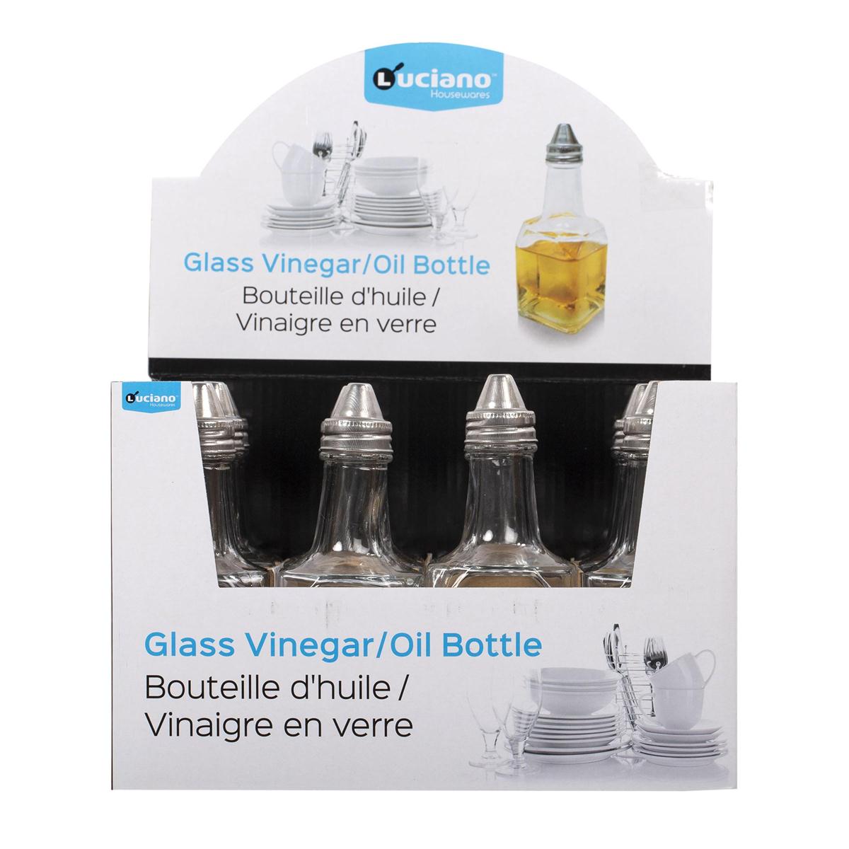 6"H Glass Vinegar/Oil Bottle, 12/dsp