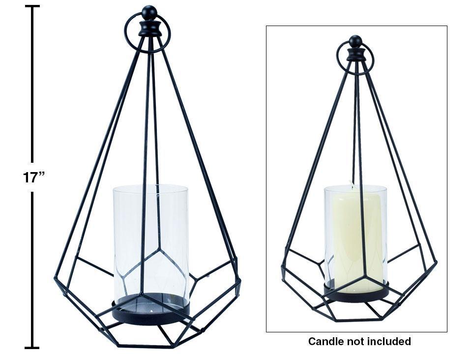 Geo Wire Pillar C/H Droplet, Wide Black 9.5x15.25", white box