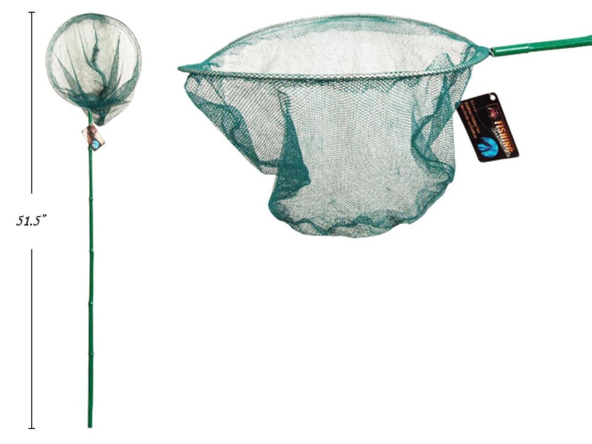 51.5" Bamboo Fishing Net-Green Col. , 12"Dia. Net, hangtag, (A312004)
