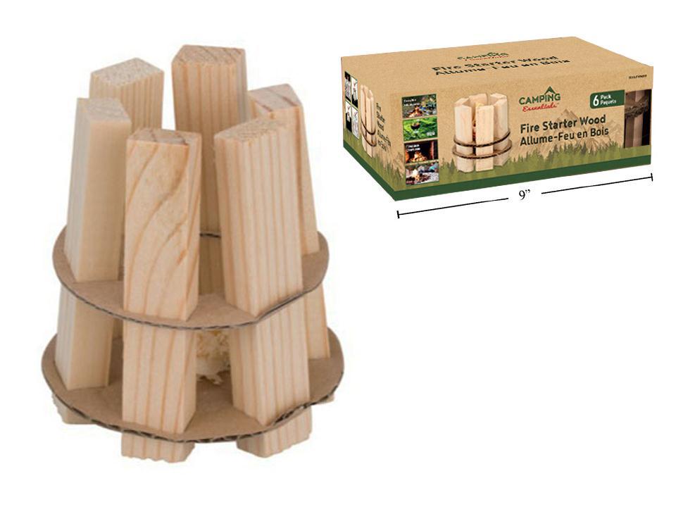 Camping 6 Pack Fire Starter Wood, 2.9''x2.9''x3.15'', colour box