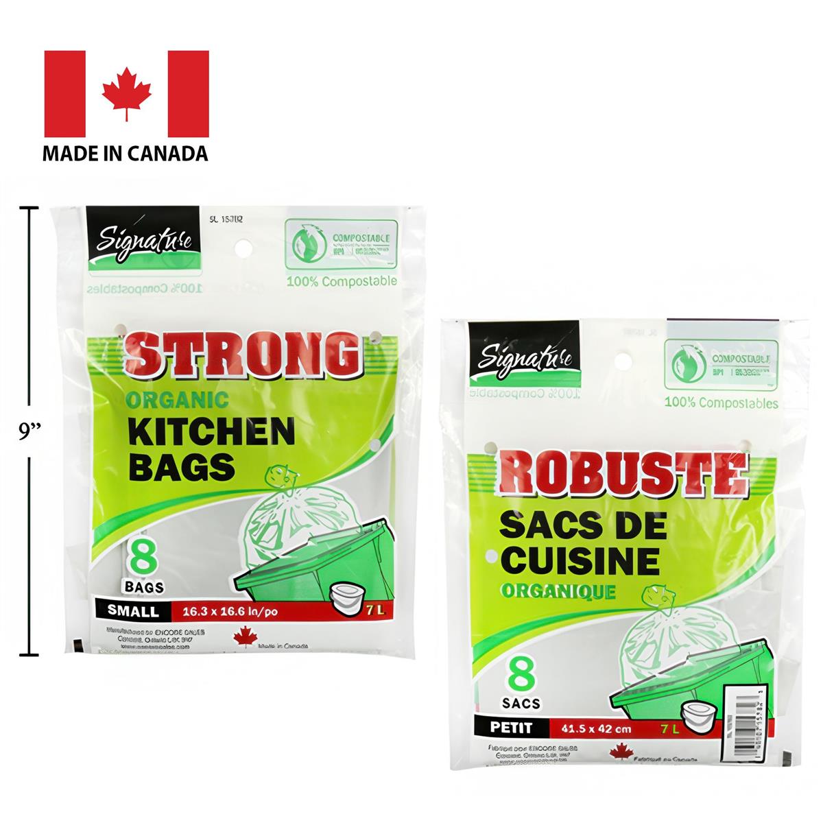 SiG.Kit 8-pc 16.3x16.6"Compostable Small Kitchen Bags