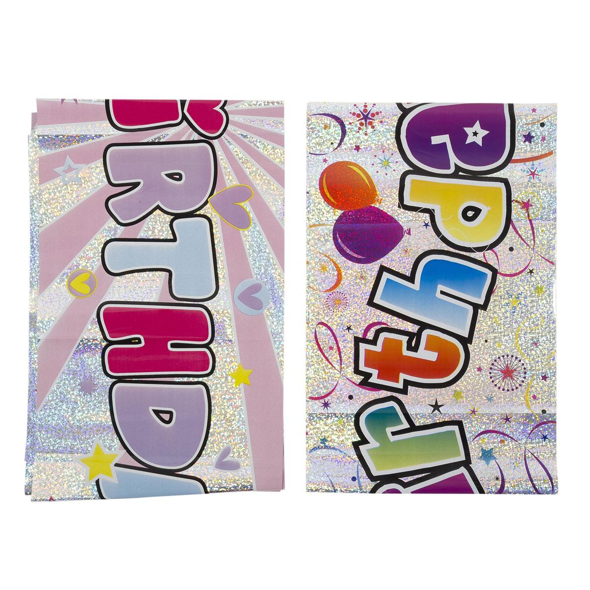 Let's Party, Foil Happy Bday Banner 8.5' x 8" 2 asst'd styles, PBH
