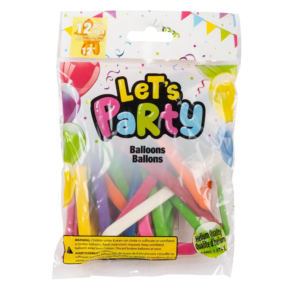 Let's Party - 12pcs Animals HQ Balloon,Asst.cols.,printed bag