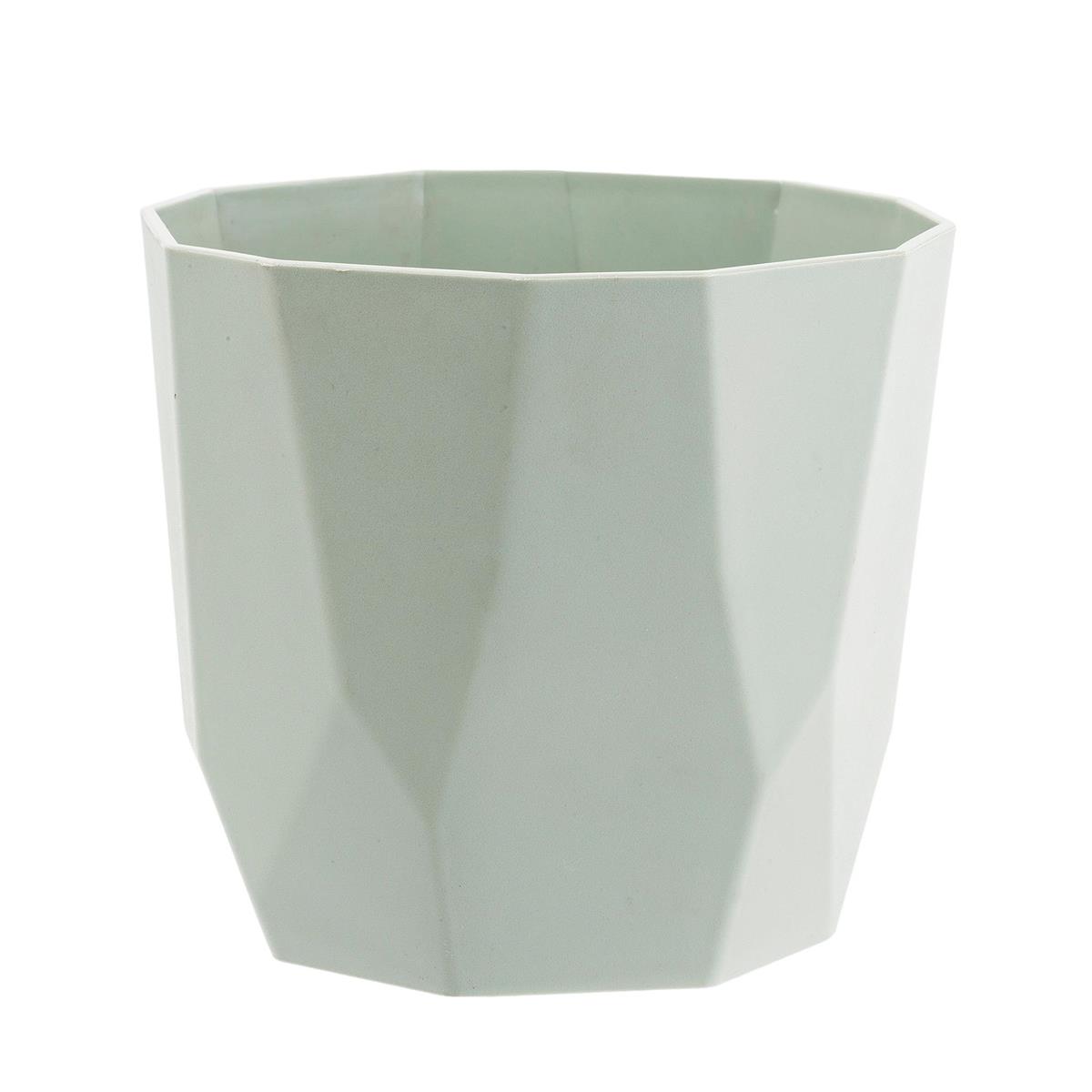 Garden E. 6"Dia. Faceted Plastic Planter, grey green, upc