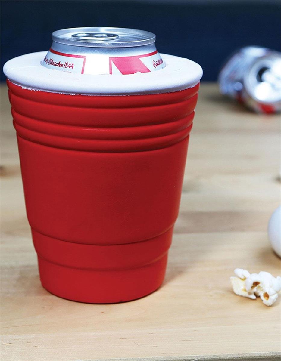 Luciano Red Cup Insulated Foam Koozie Drink Holder, 12/PDQ, label