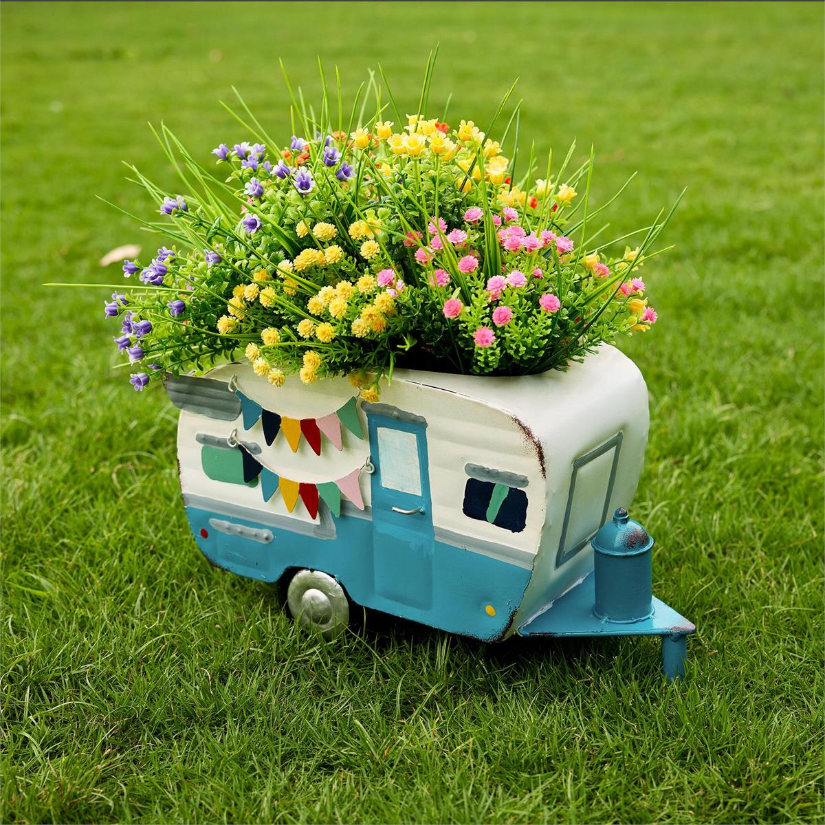 Country G. Metal Camper Planter, 12x4.7x7.1", cht