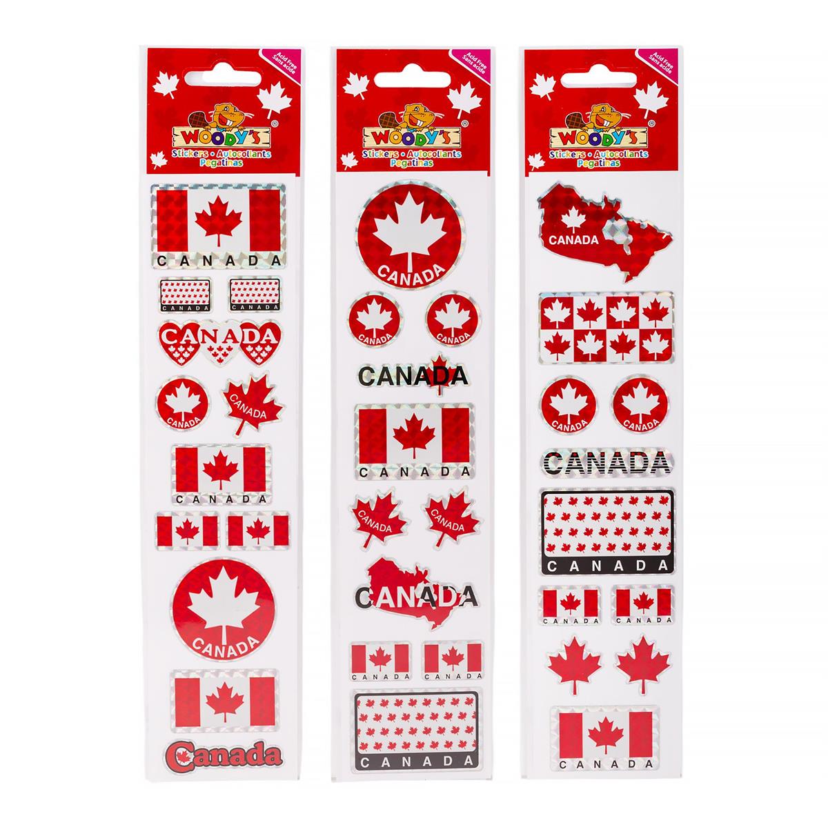 Woody 's Canadian Flag Sticker, 3 styles, pbh (H)