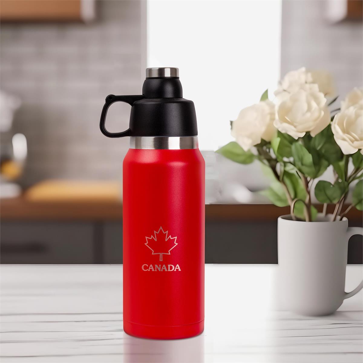 PURE Canada 1010ml Thermo Canteen w/Twist-Off Cap & Cup, 2 cols.