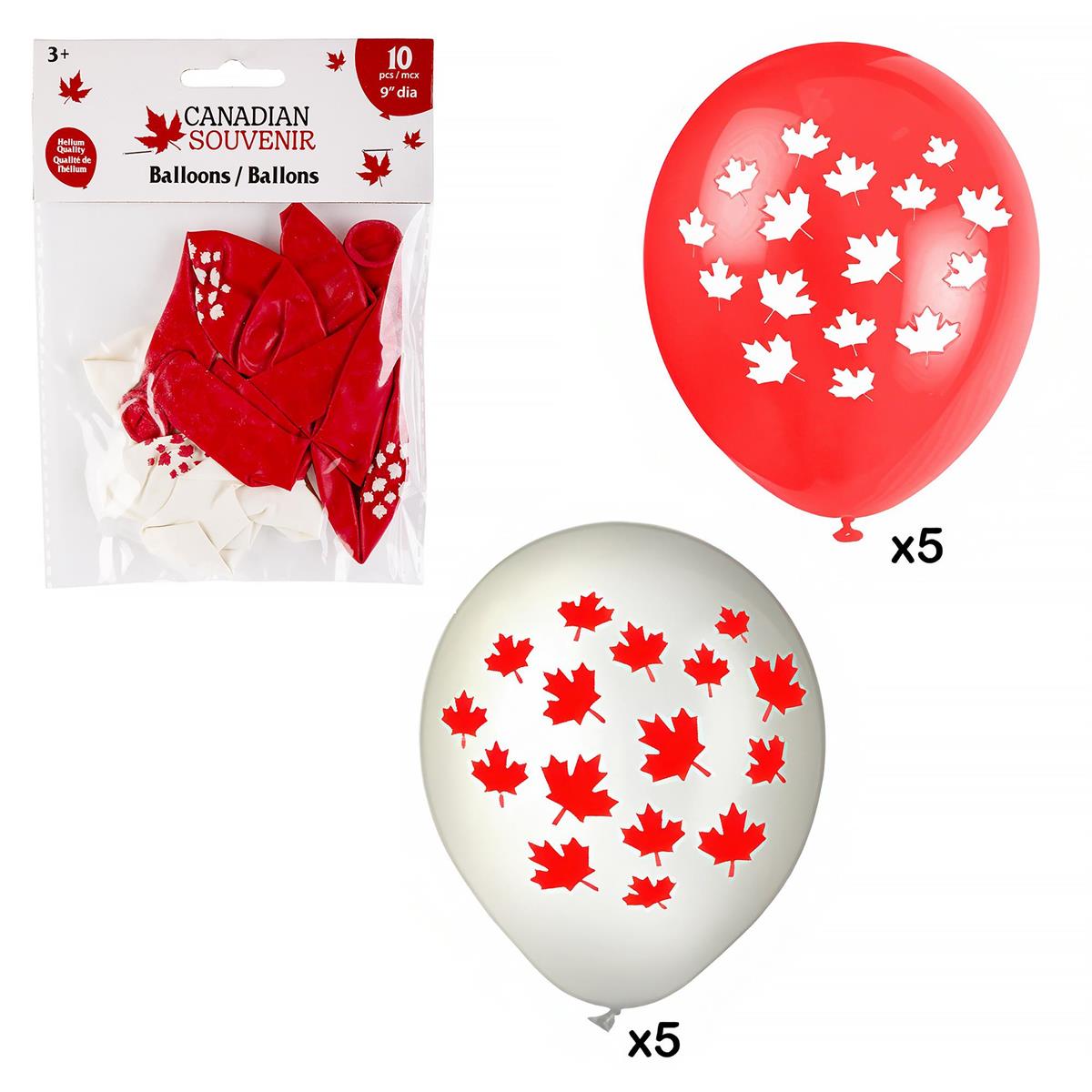 Canada 10pcs-9" Maple Leaf Printed Balloons, pbh, 1 Side Printing (H)