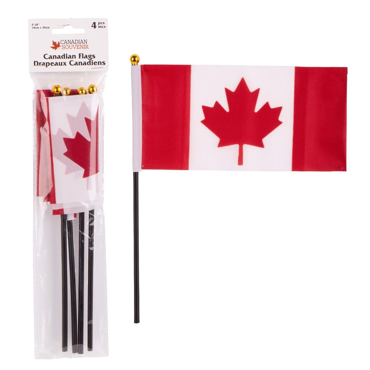 Canada 4pk 4"x6" Flags, w/10.25" Poles; Nylon, pbh (H)