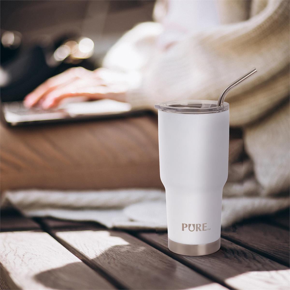 PURE Canada 700ml Insulated Tumbler w/Lid & S.S. Straw, 2 colours