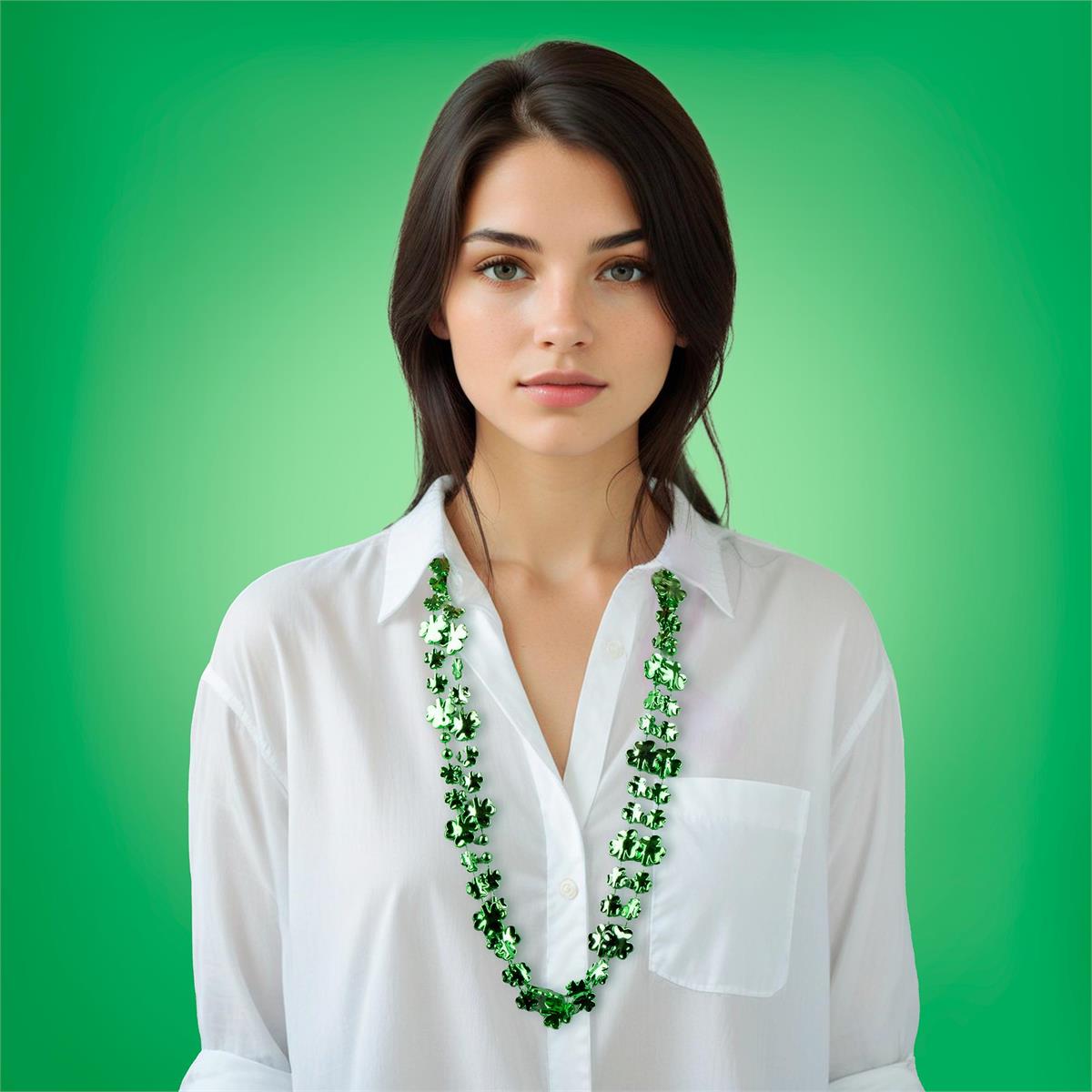 St.Pat's 2pk 15"L Plastic Shamrock Necklaces, header