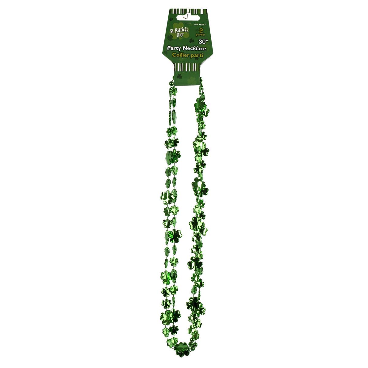 St.Pat's 2pk 15"L Plastic Shamrock Necklaces, header