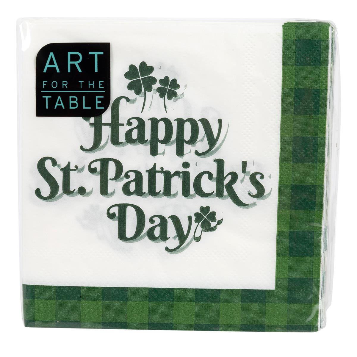 St.Pats 24ct.x2ply 10"x10" Cocktail Napkins, 18/PDQ, printed polybag