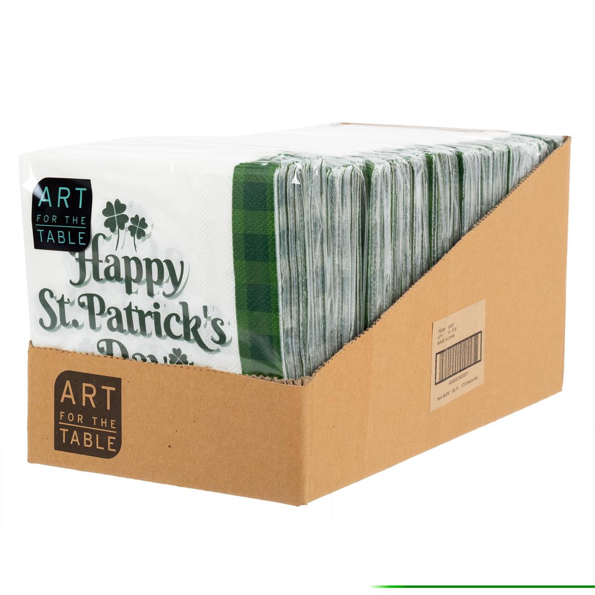 St.Pats 24ct.x2ply 10"x10" Cocktail Napkins, 18/PDQ, printed polybag