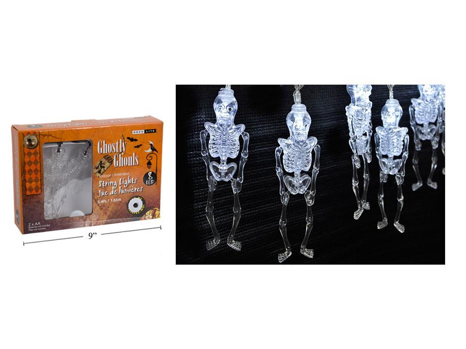 G.Ghouls B/O Skeleton String Lights w/8 LED Lights, 5.4', try me box
