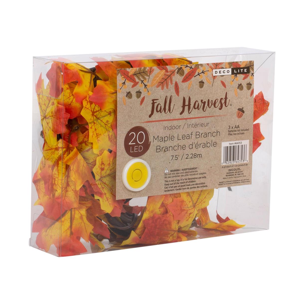 Harvest 20 LED Maple Leaf Branch Lights, 7.5', B/O, try me box