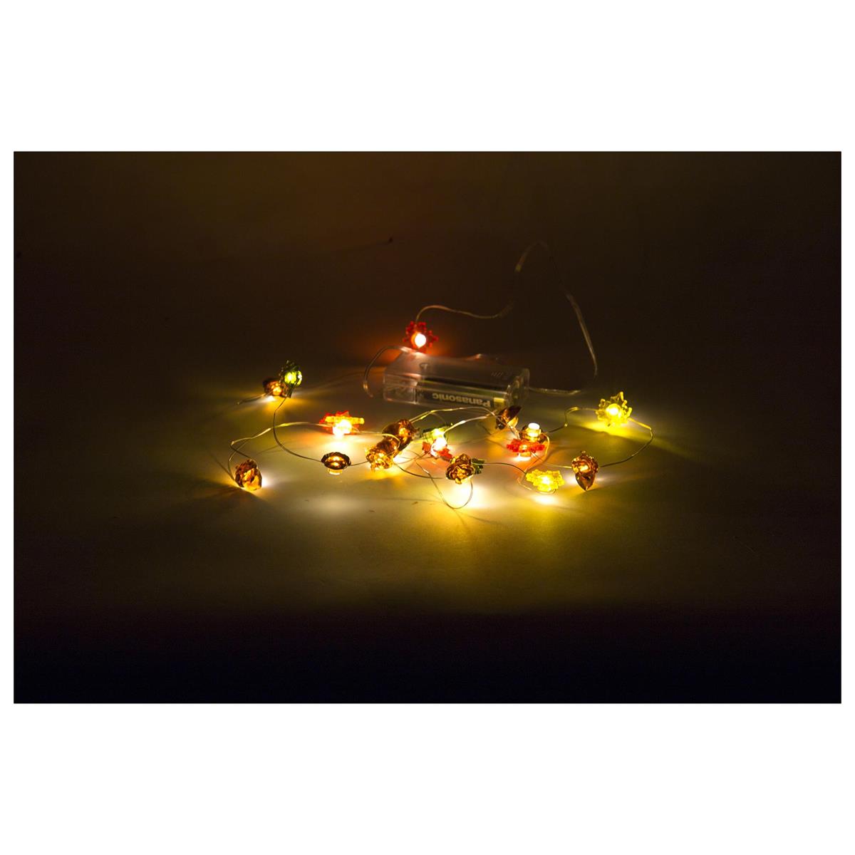 Harvest B/O 20LED Micro Copper Wire String Light w/Leaves+Acorns,6ft.