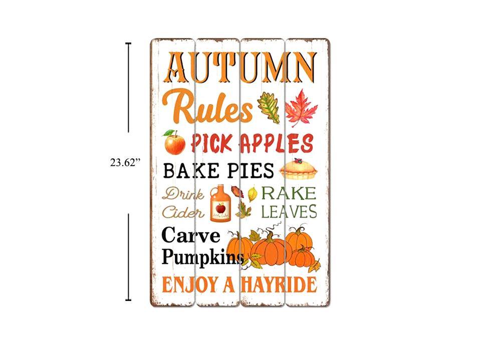 Harvest Wall Plaque"Autumn Rules" , 15.75"x23.5", MDF, upc