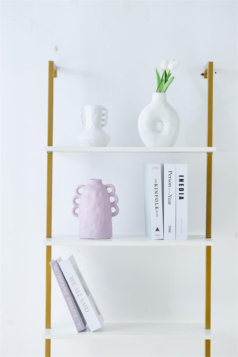 Ceramic Vase with Loops, Matte Lavender, 7.75" x 4.75" x 8.5"H