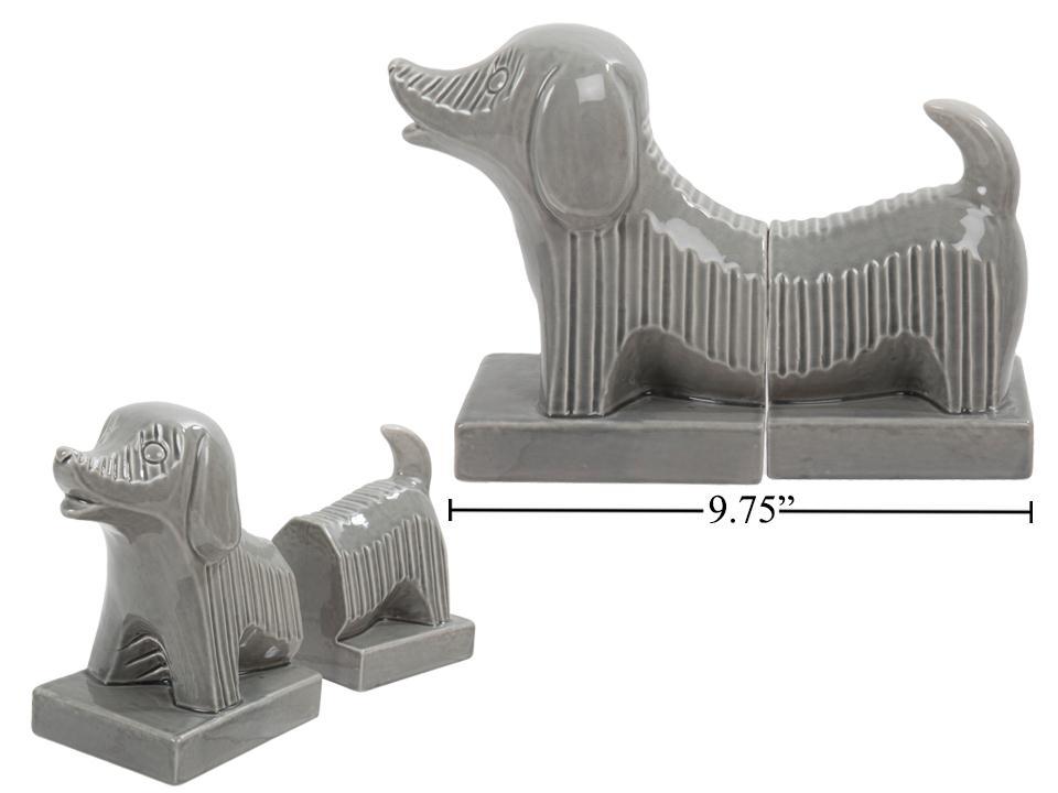 Ceramic Dog Bookends Set/2, 10.75 x 4.25 x 7.4",