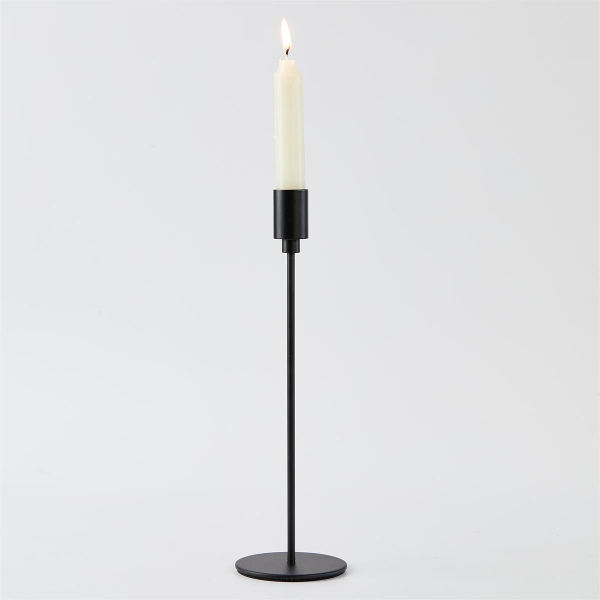 Metal Single Taper Candle Holder, Black, 11"H