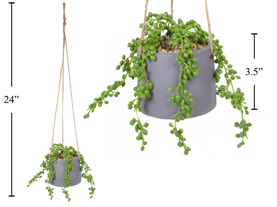 Hanging Faux Succulent w/Planter, Cement/Plastic, bbx