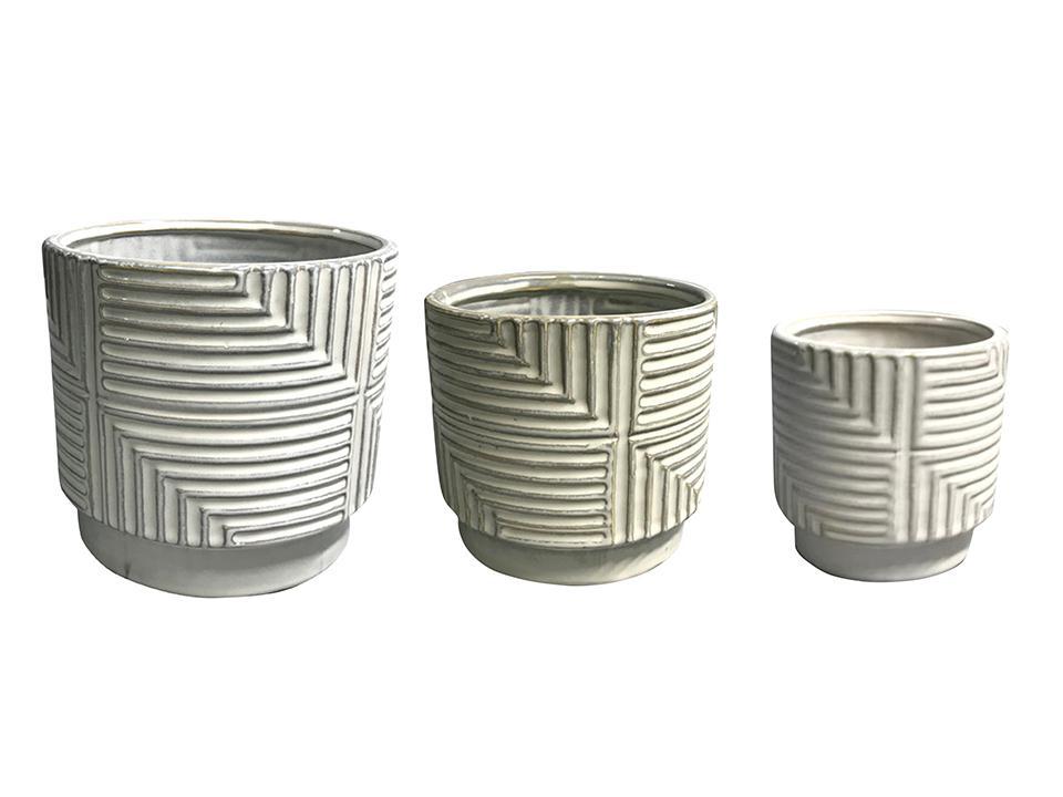 Laur Ceramic Planter Set/ 3, 6.25"D/5.1"D/4.1",