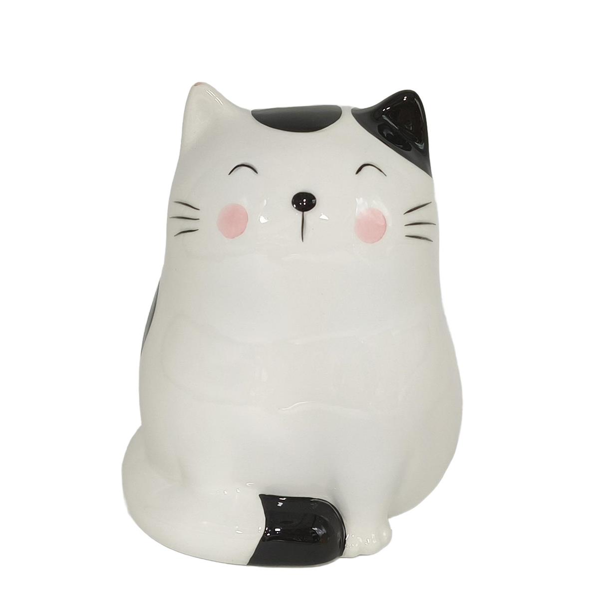 Fat Cat Ceramic Money Bank, 5"Dx5.8"H, bbx 12.6*11.7*14.8CMH, brown box ...