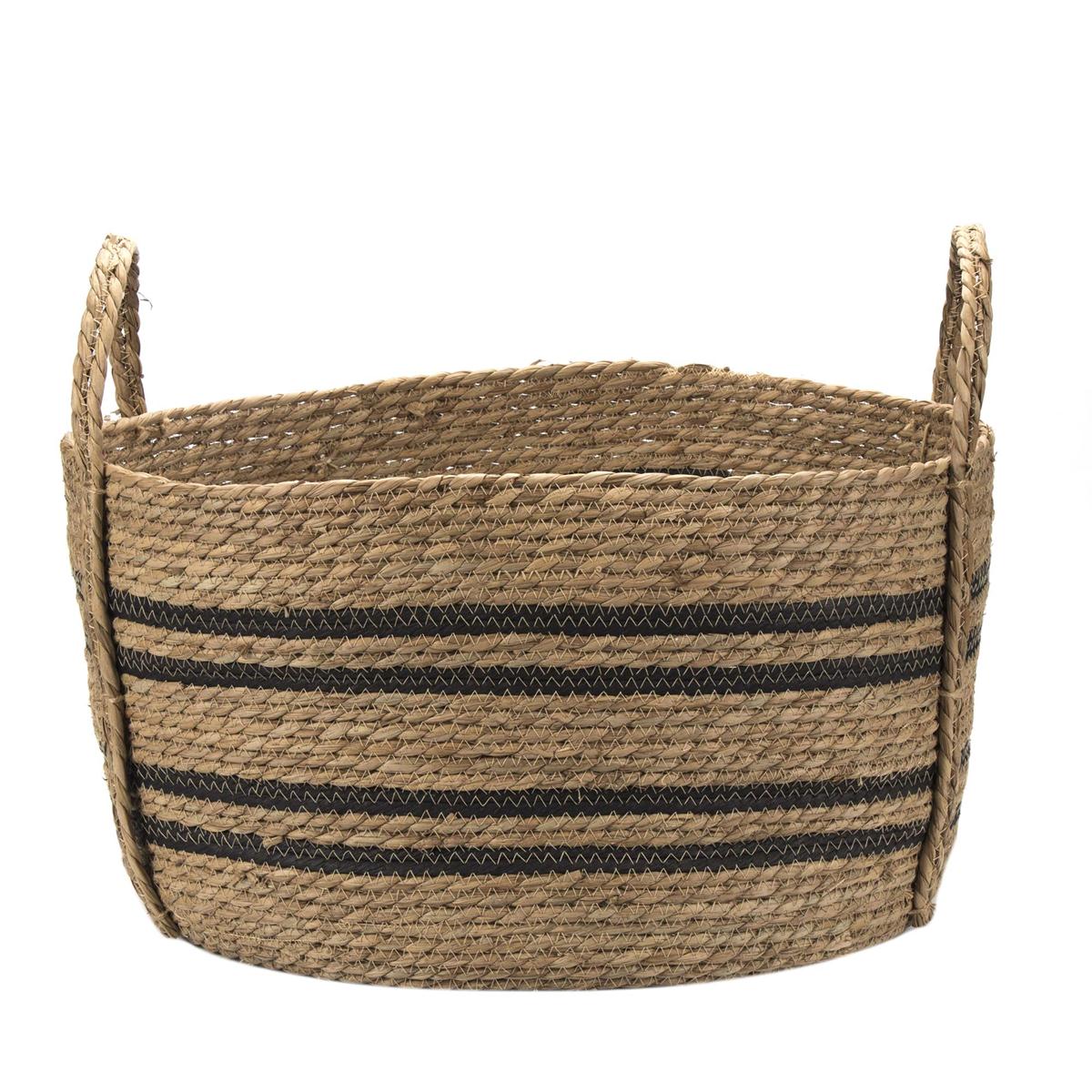 Set of 3 Farmhouse Storage Baskets w/Handles, 20"/17.5"/15"L