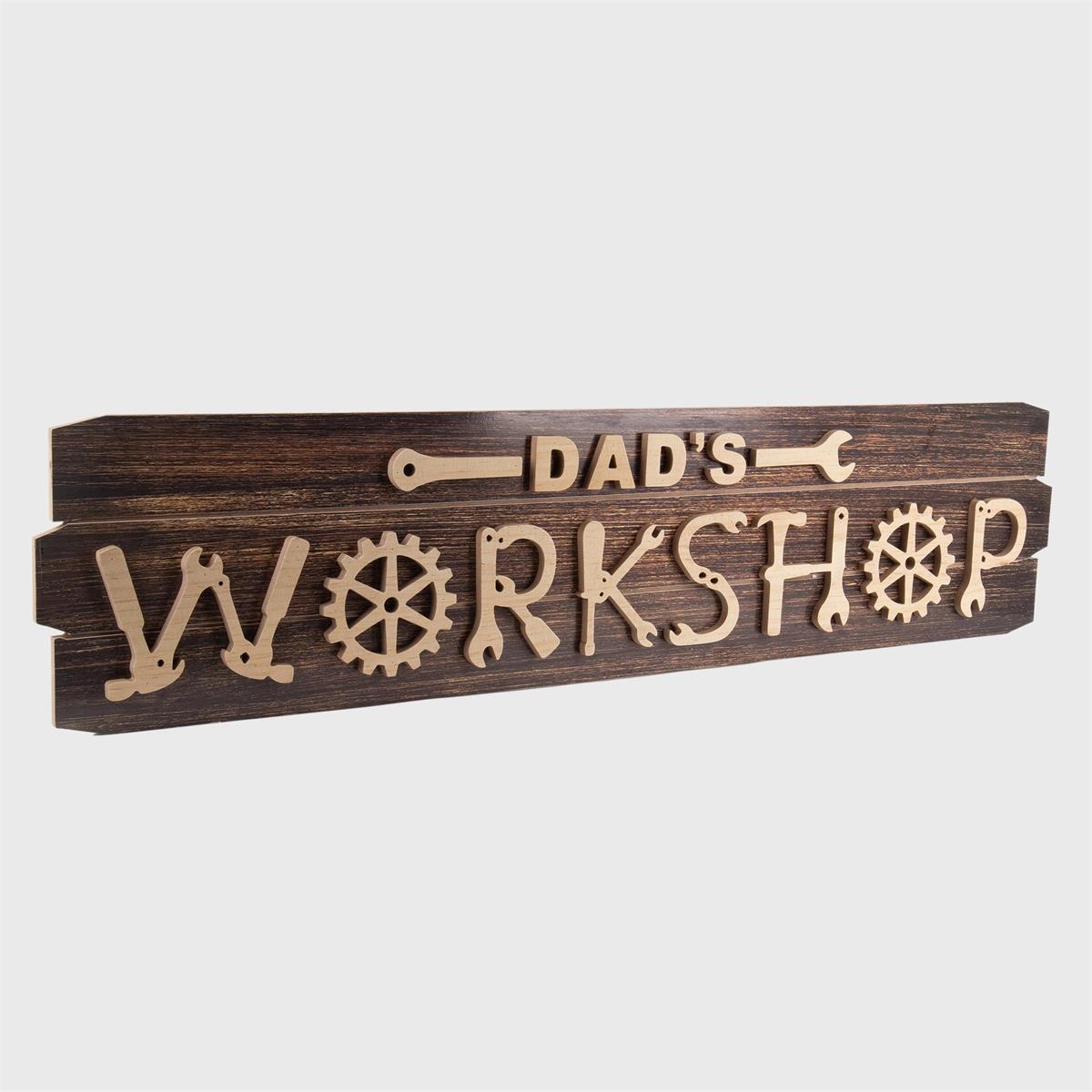 Dad's Workshop Wooden Sign, 9"x39.35", bubble