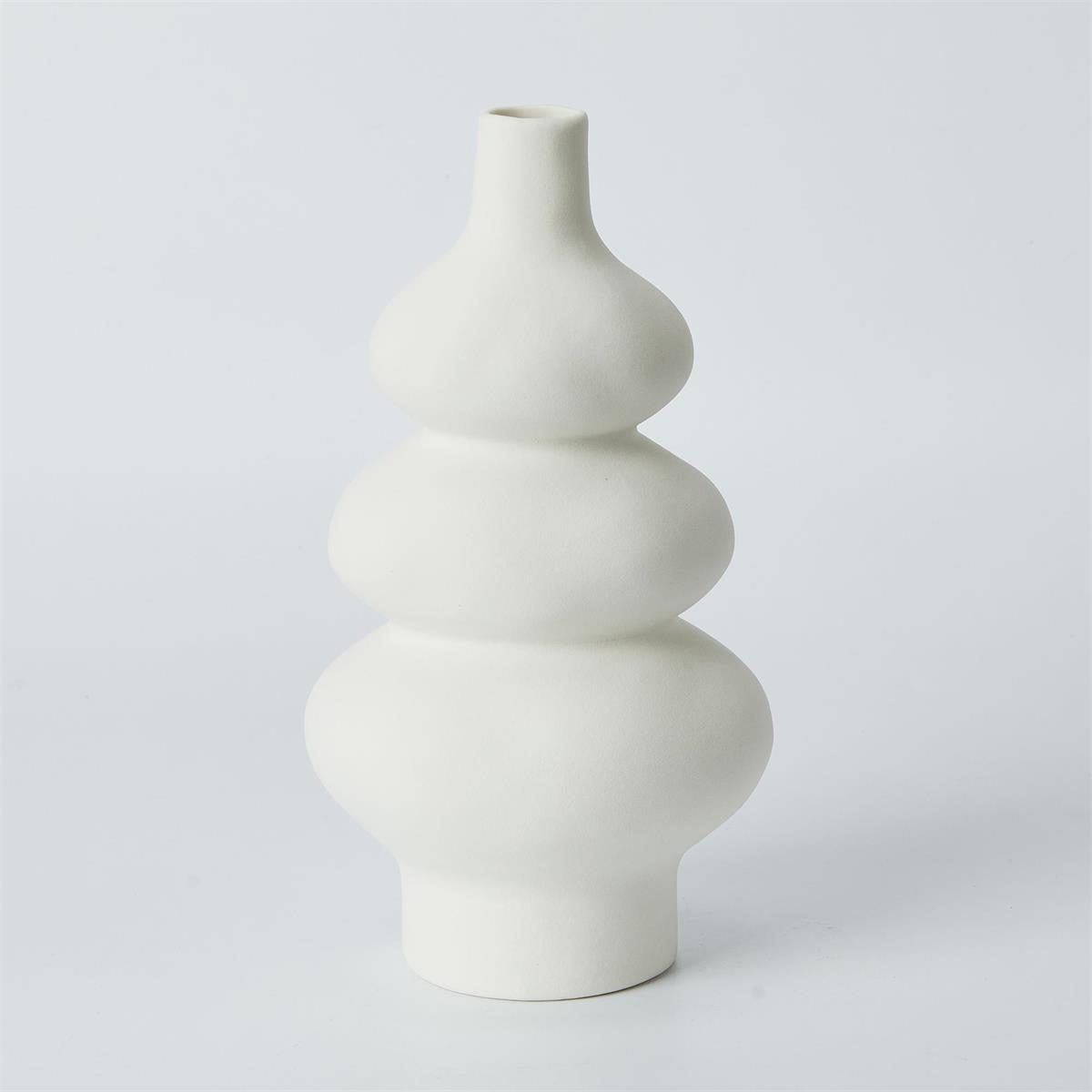 Bubble Stoneware Vase, 5.1"x4.2"x9.4", White