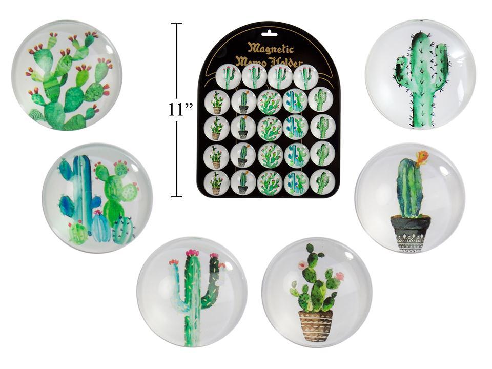 Cactus Round Glass Magnet, , 1.5", 6asst., 24/dsp