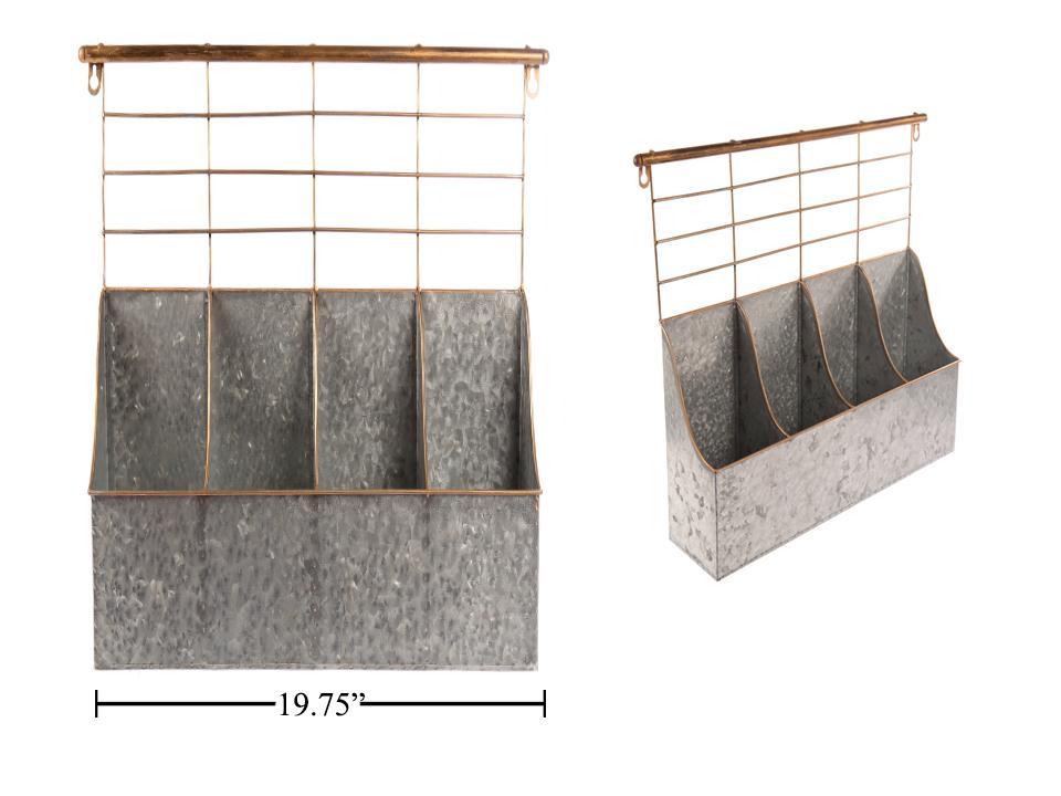 Farmhouse Modern Storage 4-Pocket w/Rack, Large, 22x15.5", bbx