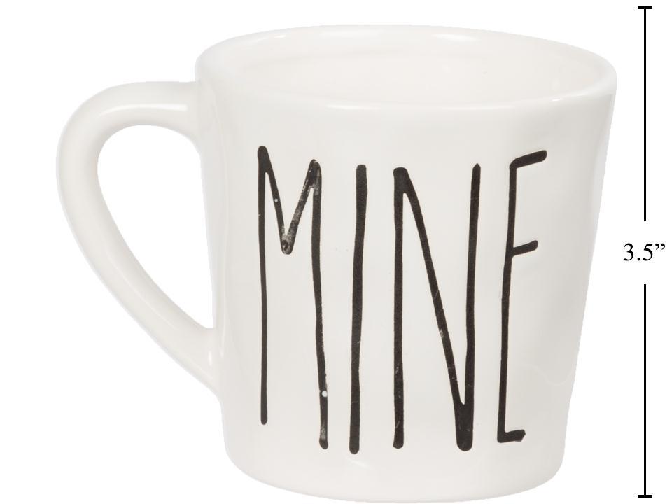 Farmhouse Modern Ceramic "MINE" Mug , 3.5"D, 12oz, bbl