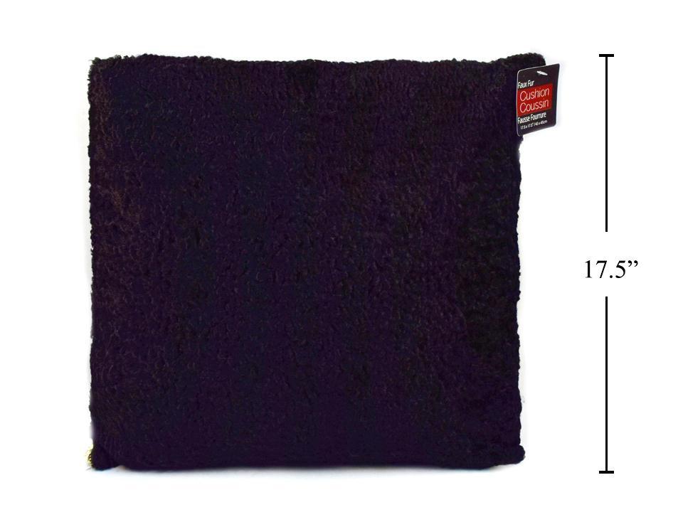 Faux Fur Cushion, Nubby, Black, 17.5x17.5", 400G filler