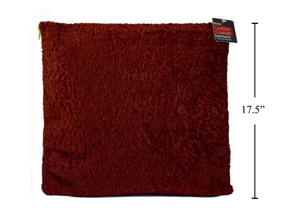 Faux Fur Cushion, Nubby, Burgundy, 17.5x17.5", 400G filler