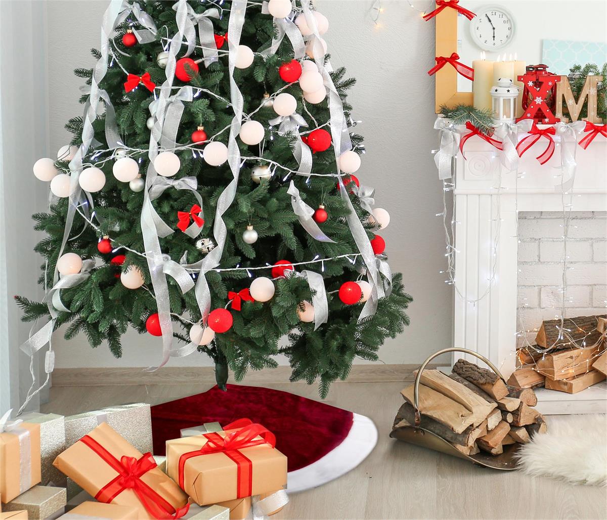 Deco N. 48''Dia. Deluxe Plush Xmas Tree Skirt-Burgundy, header