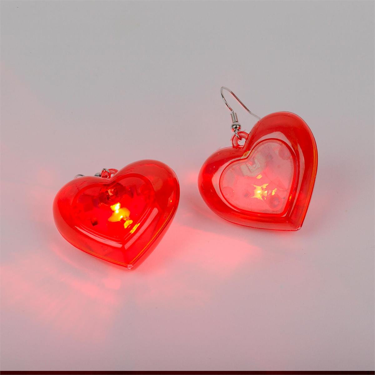 V'tines Flashing LED Heart Earrings , b/c, 24pcs/PDQ